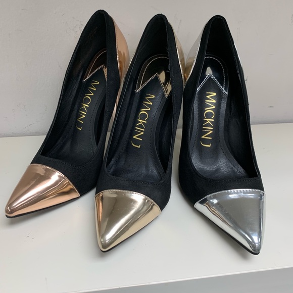 Shoes | Black Metallic Gold Pump | Poshmark